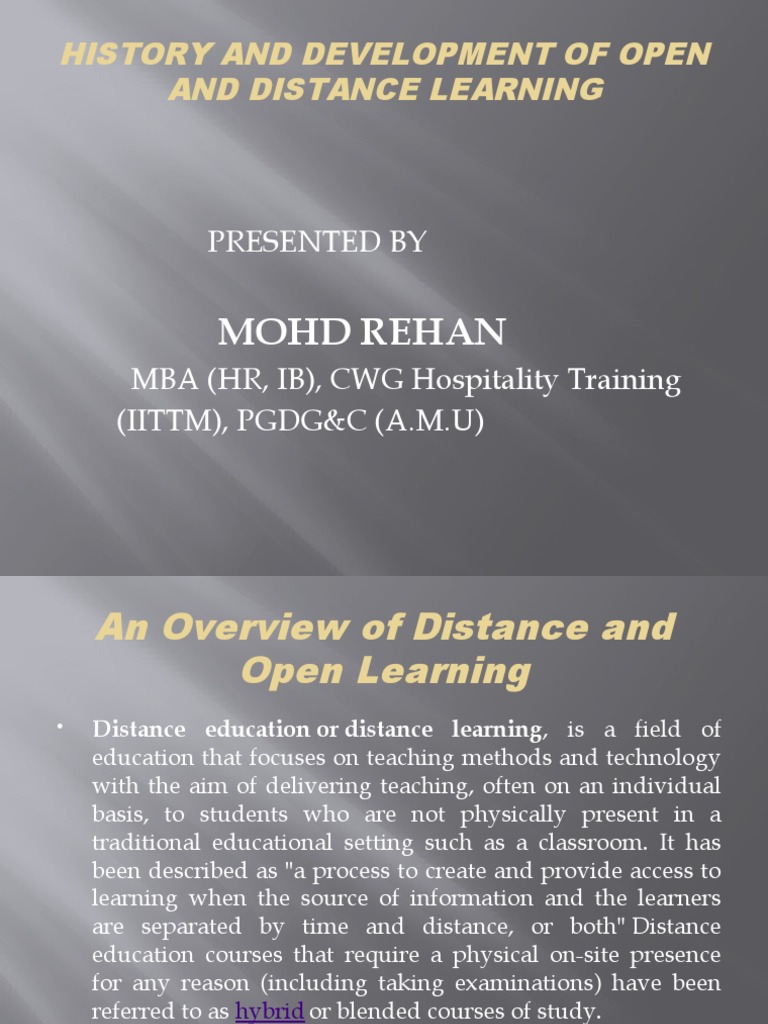 History and Development of Open and Distance Learning | PDF | Distance ...