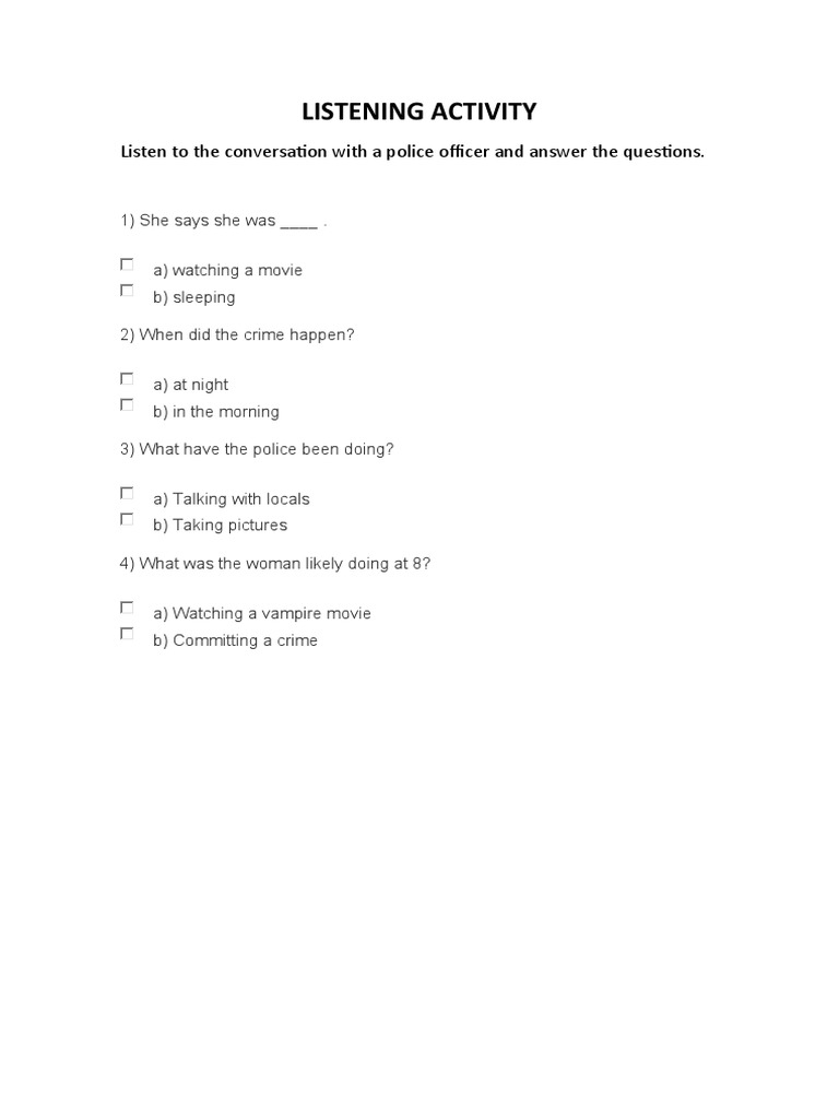 Listening Activity: Listen To The Conversation With A Police Officer ...