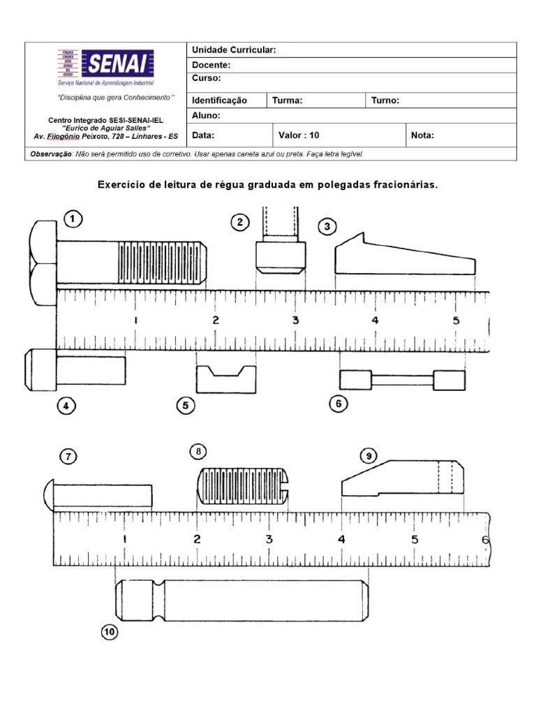 Exercício de Leitura Régua Graduada | PDF