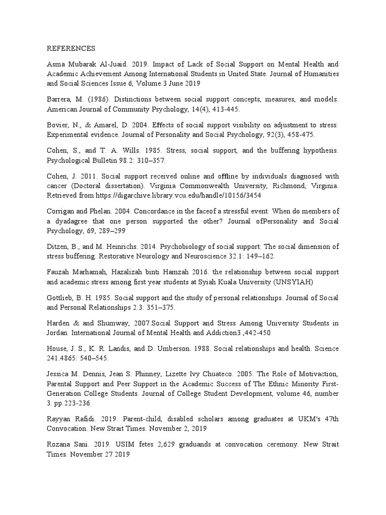 Refer Rence S | PDF | Social Support | Psychology