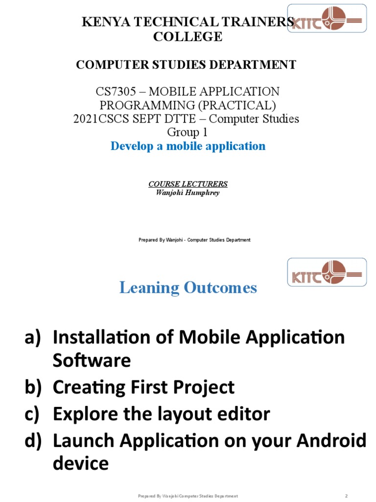 Mobile Prog DTTE PSC Lesson 1 | PDF | Android (Operating System ...