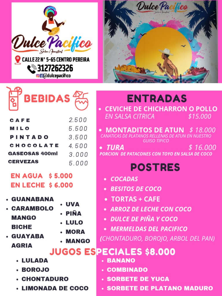 Menu Completo Dulce Pacifico - Sabor Ancestral | PDF | Alimentos | Cocina