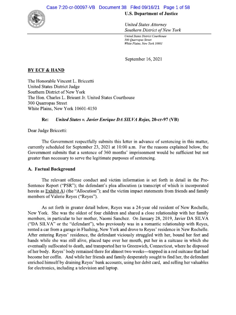 Da Silva Presentencing Letter From Prosecutors | PDF