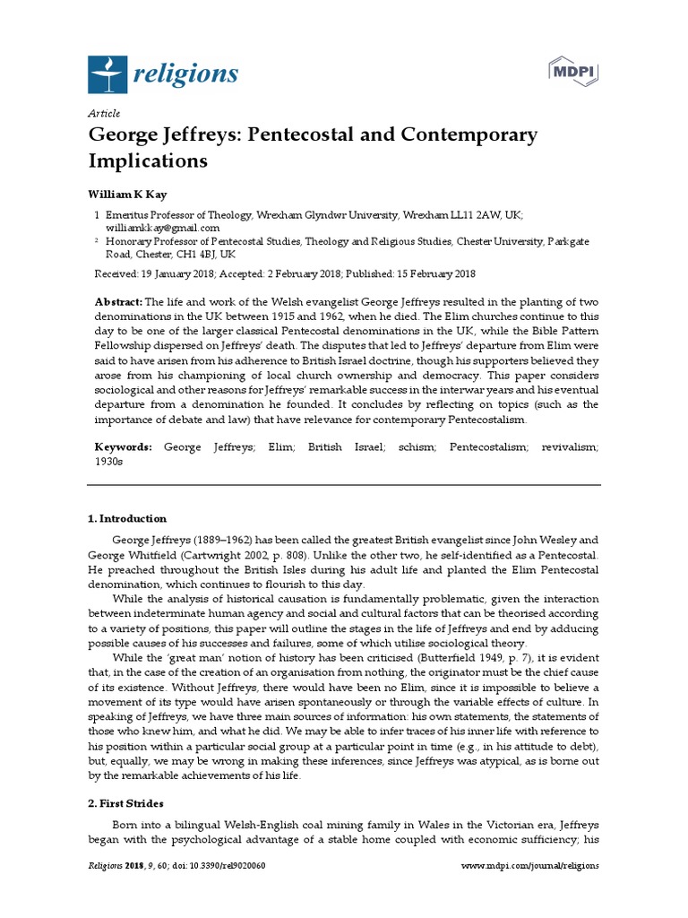 George Jeffreys Pentecostal and Contemporary Impli | PDF | Charisma ...