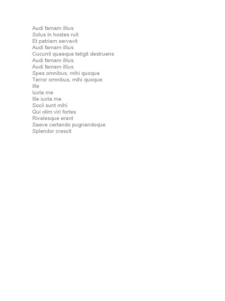 Audi Famam Illius Lyric Pdf