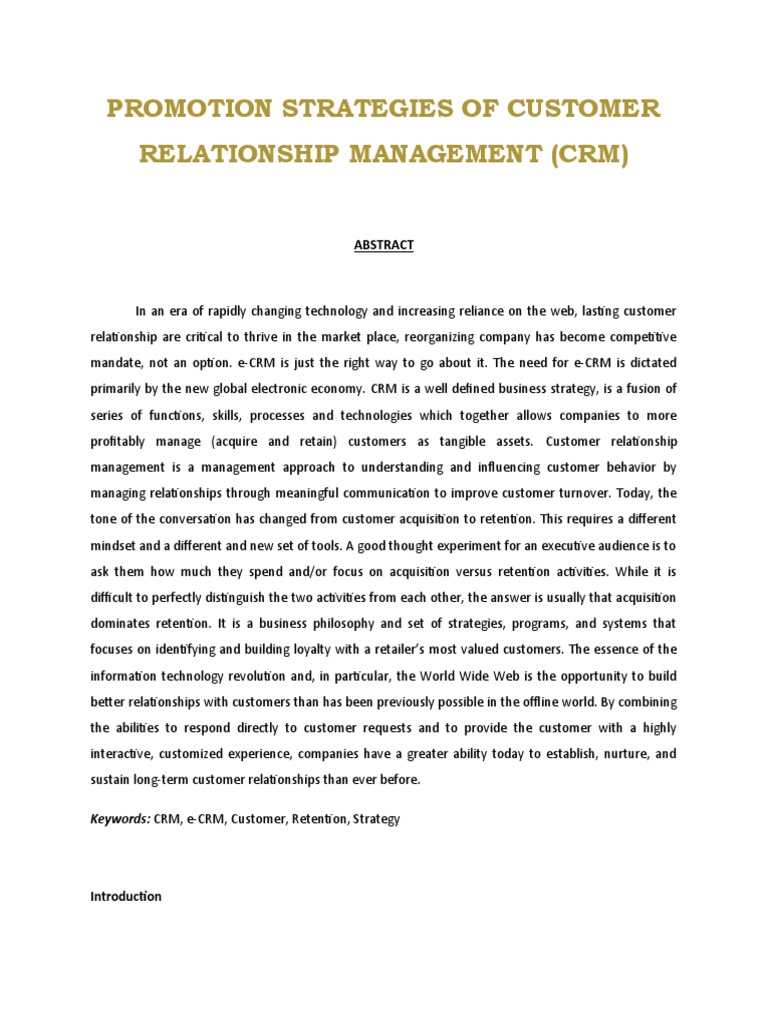 Effective CRM Promotion Strategies | PDF | Customer Relationship ...