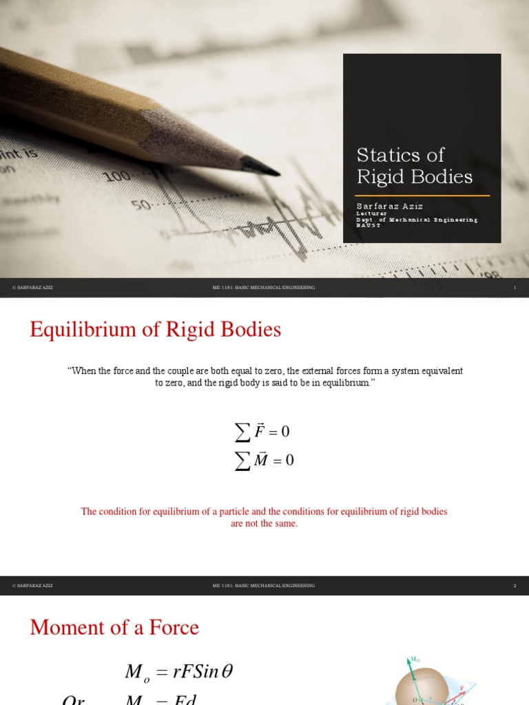 Statics of Rigid Bodies | PDF | Force | Theoretical Physics