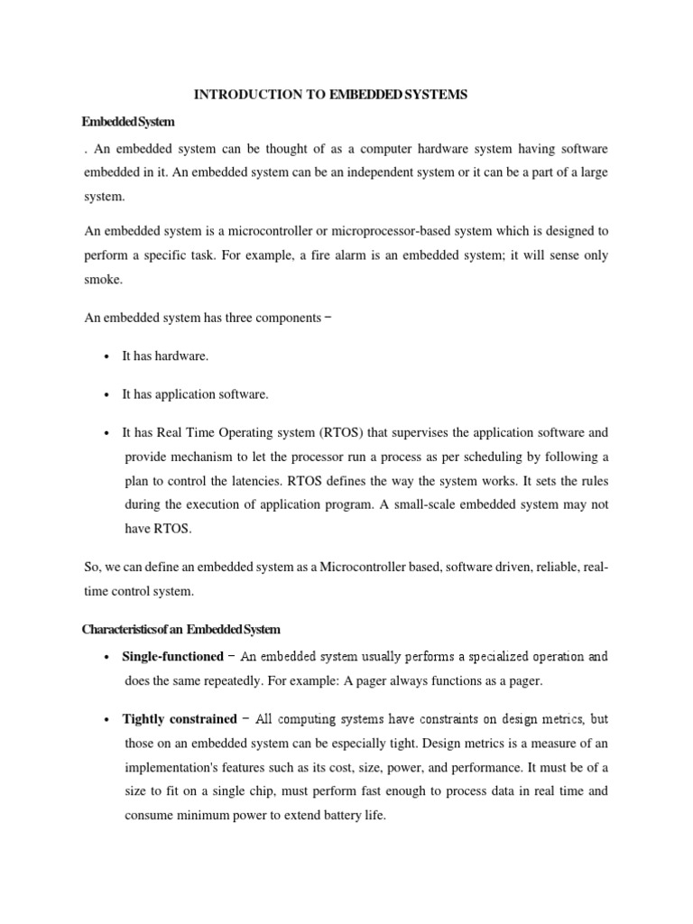 Introduction To Embedded Systems | PDF | Embedded System | Central ...
