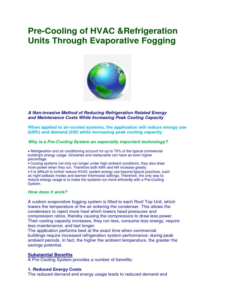 Pre-Cooling of HVAC &refrigeration Units Through Evaporative Fogging ...