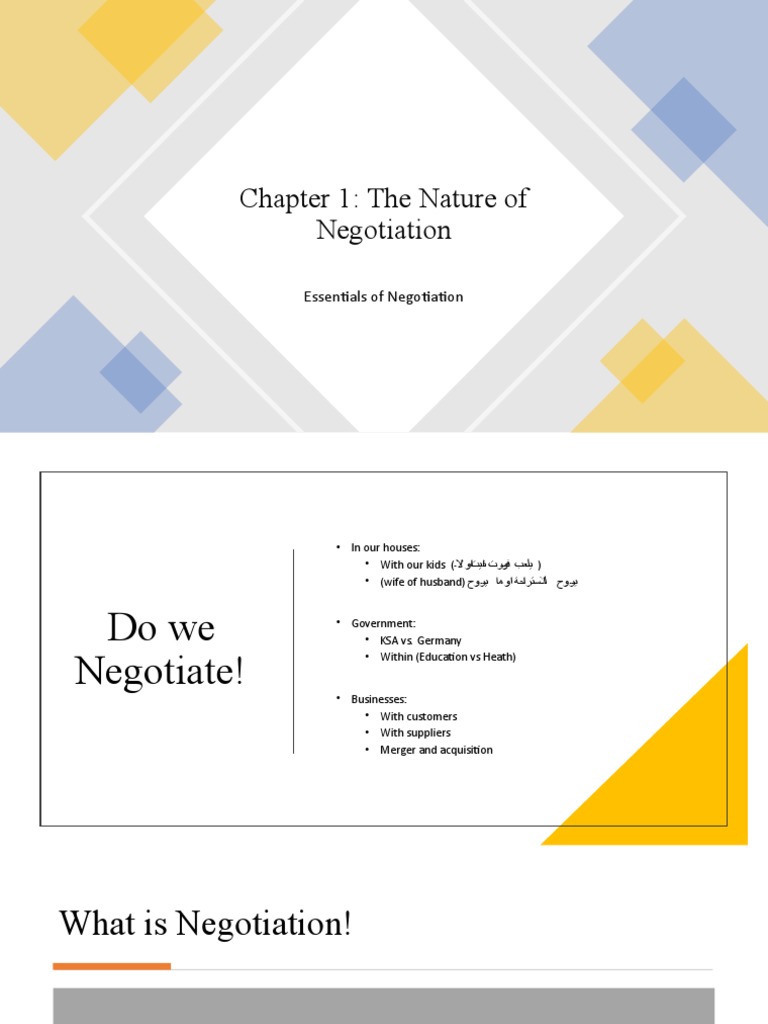 Chapter 1 The Nature of Negotiation | PDF | Negotiation | Bargaining