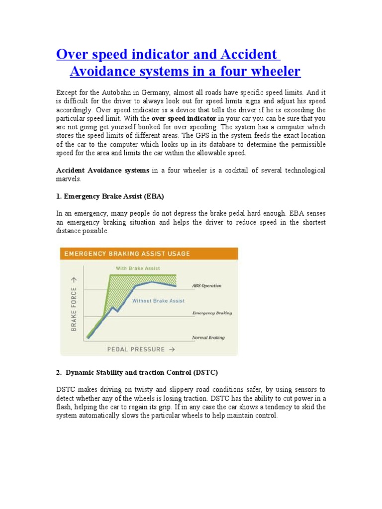 Over Speed Indicator and Accident Avoidance Systems in A Four Wheeler ...