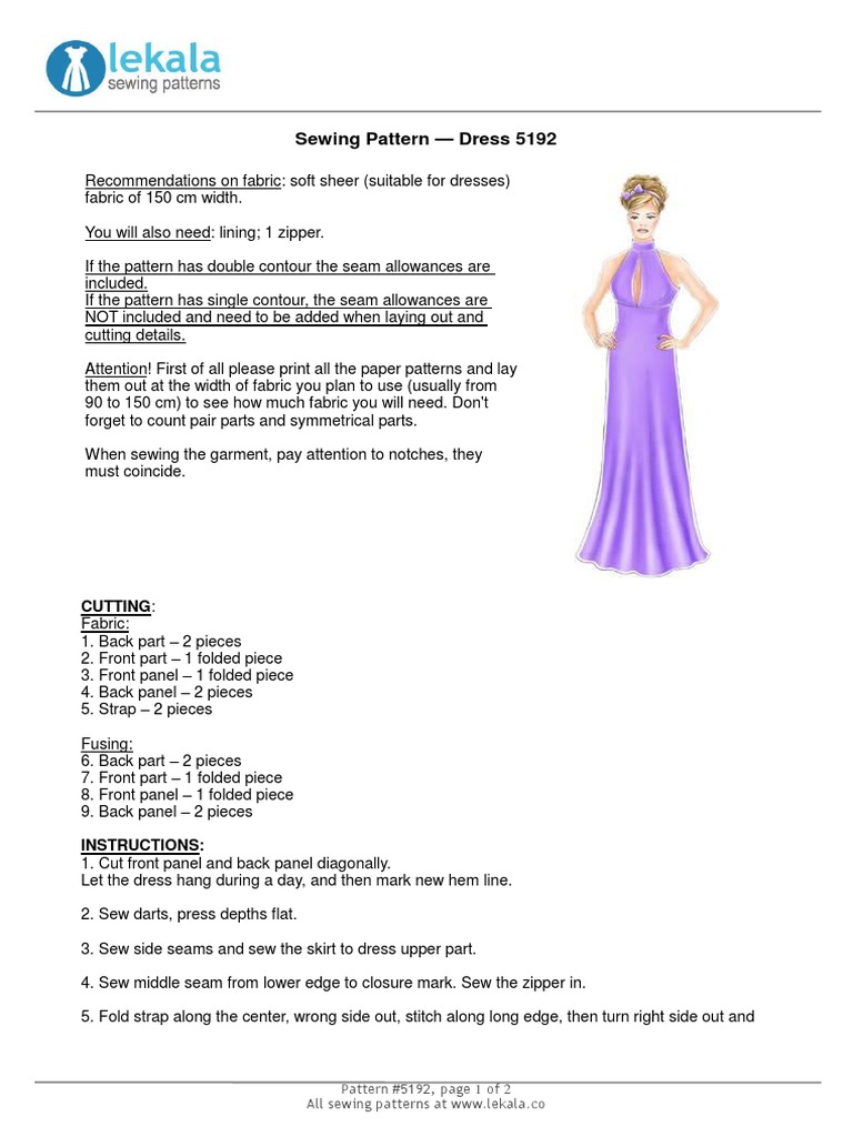#5192 Halter Dress Instruction | PDF