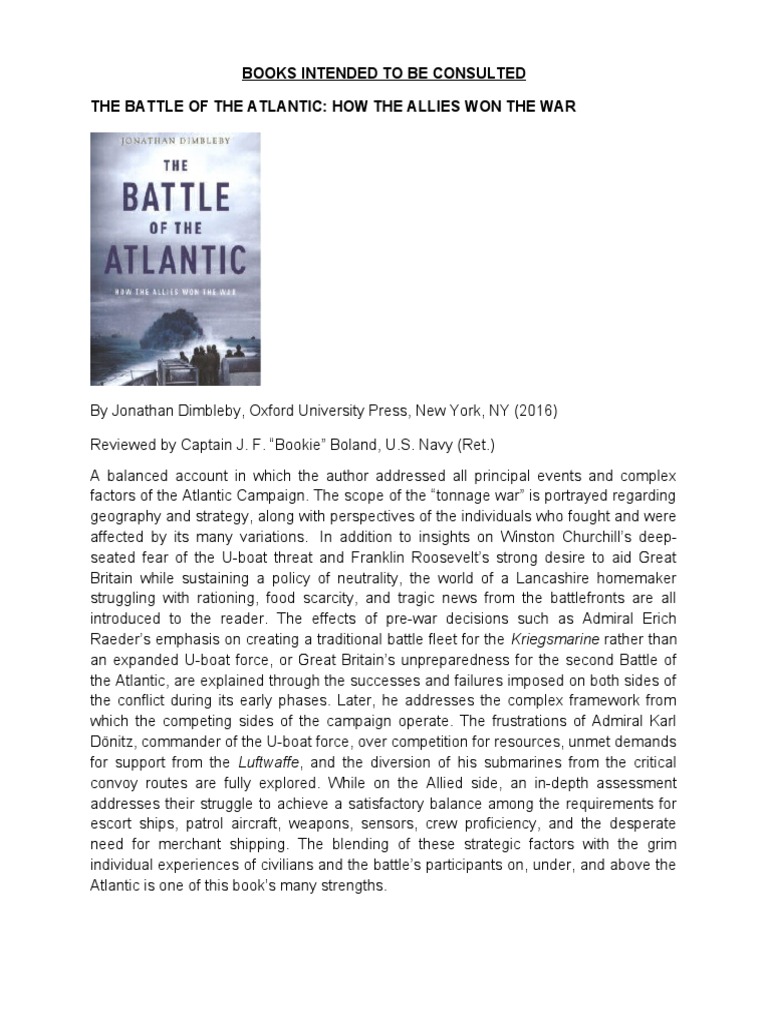 Books Intended To Be Consulted The Battle of The Atlantic: How The ...