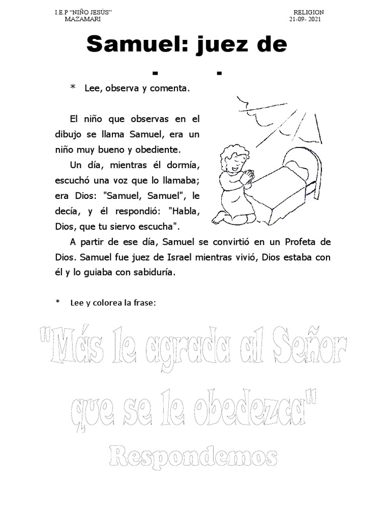 Samuel: Juez y Profeta para Niños | PDF
