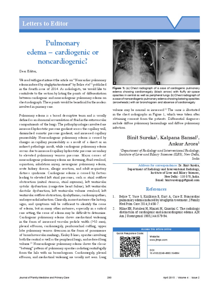 Differentiating Pulmonary Edema Types | PDF | Medical Specialties ...