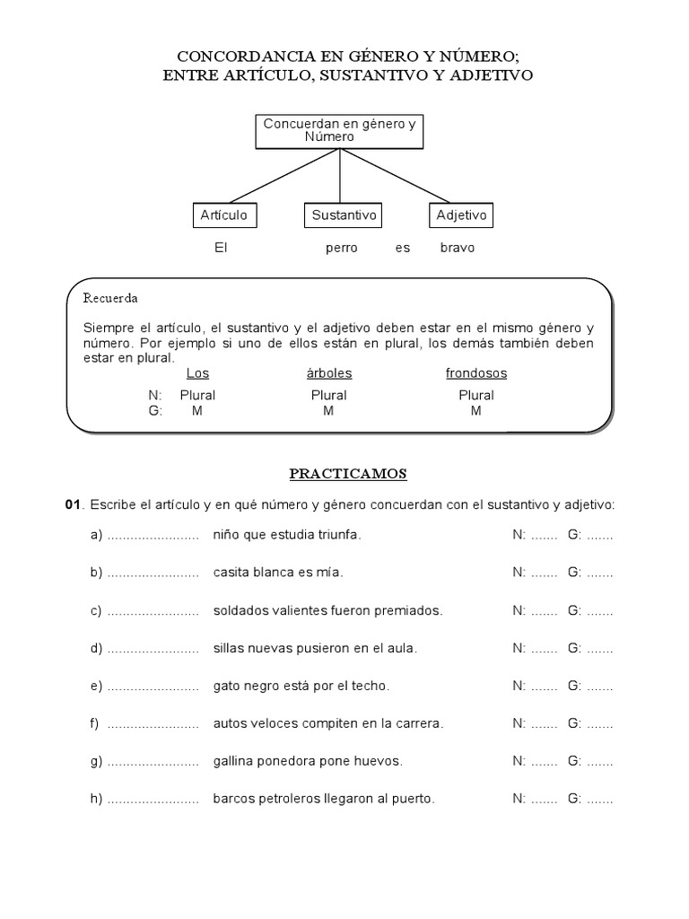 06-30 Comunicacion (Concordancia en Género y Número) | PDF | Adjetivo ...