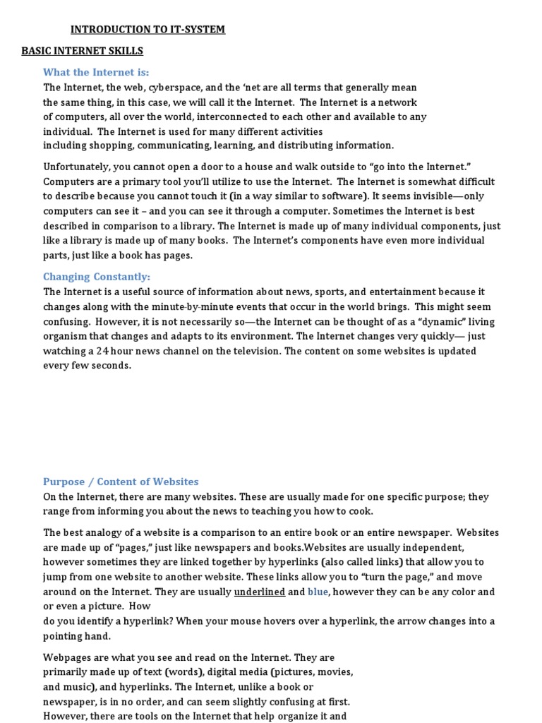 Its - Basic Internet Skills | PDF | World Wide Web | Internet & Web