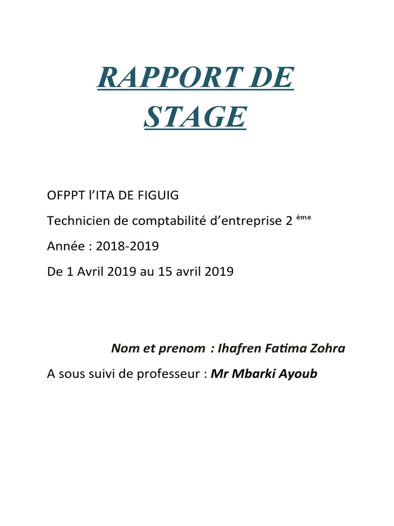 Rapport de Stage Ofppt Lita de Figuig Te | PDF | Assurance | Business