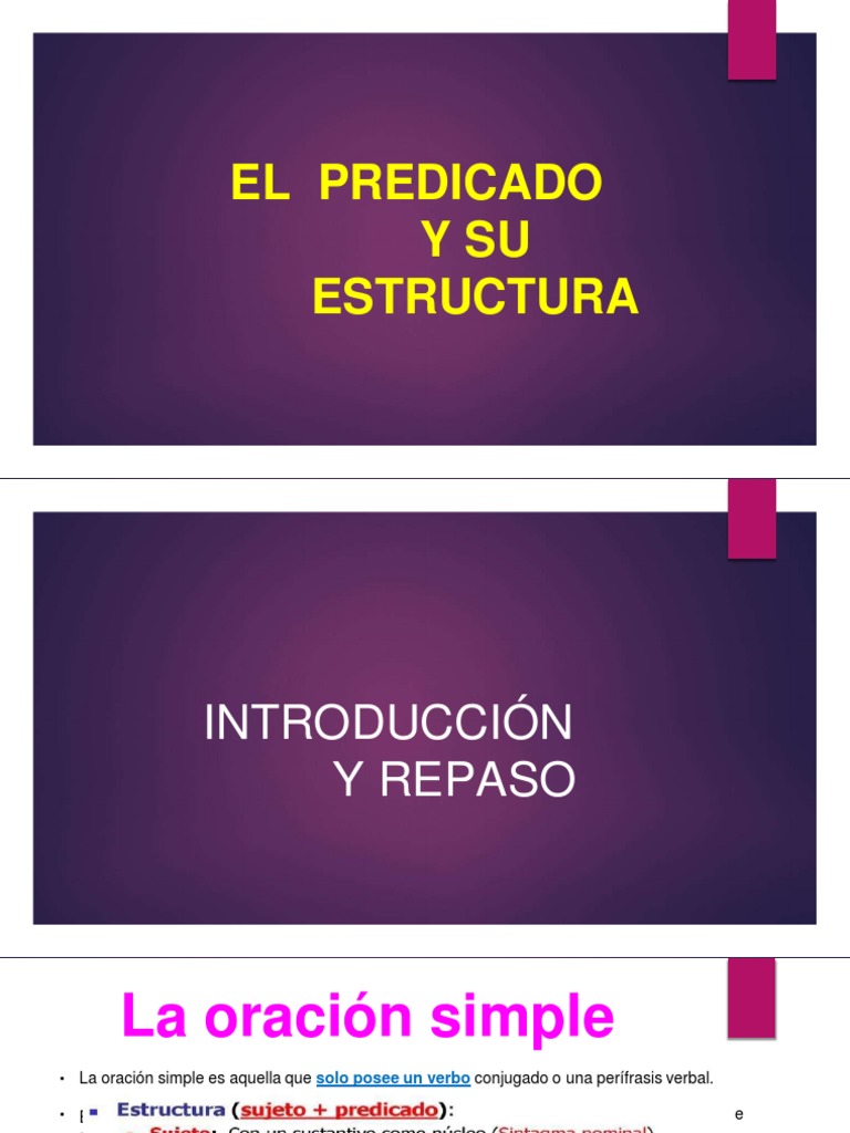 El Predicado y Su Estructura | PDF | Predicado (Gramática) | Verbo