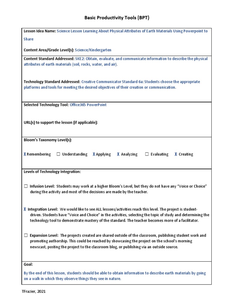 Basic Productivity Tools Lesson Idea Ann-Dupree Goodsell | PDF | Microsoft Power Point | Teaching