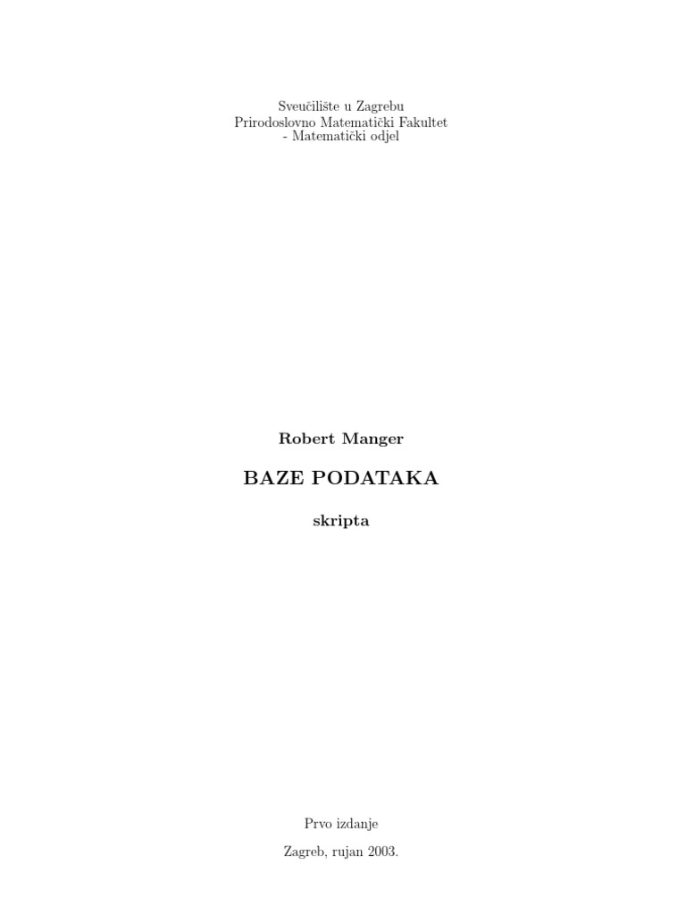 Baze Podataka Skripta Pdf