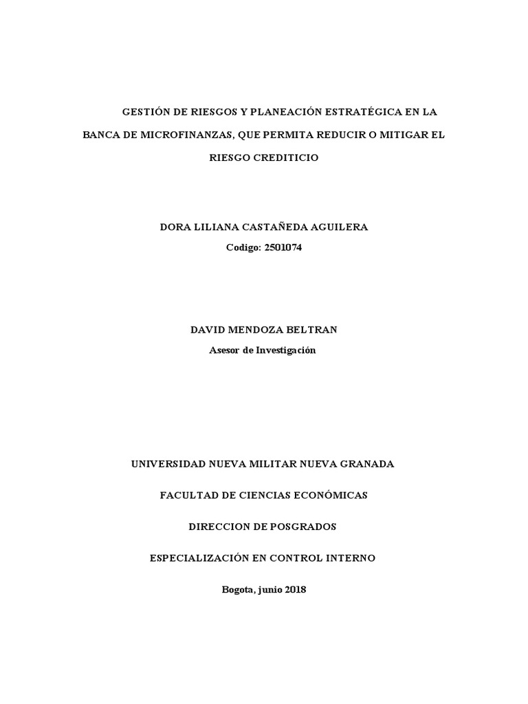 Castañeda Aguilera Dora Liliana | PDF | Bancos | Riesgo crediticio