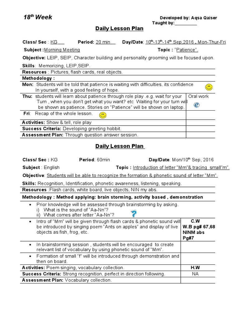 Developing Patience and Perseverance: Daily Lesson Plans Focused on ...