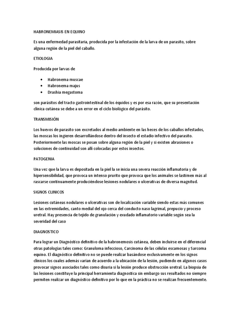 Habronemiasis en Equino | PDF | Mosca | Heces