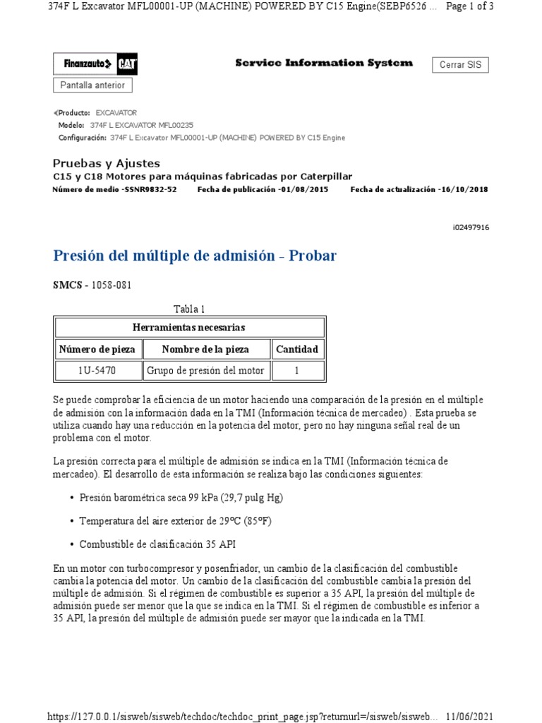 Presion Del Multiple de Admision | PDF