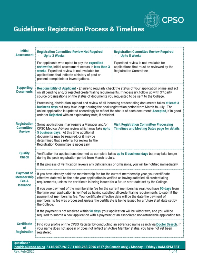 Guidelines Registration Process Timelines | PDF | Mail | Government