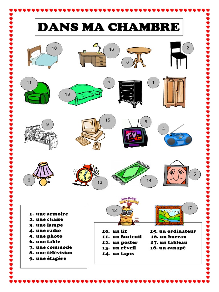 Objets de ma chambre : vocabulaire essentiel | PDF