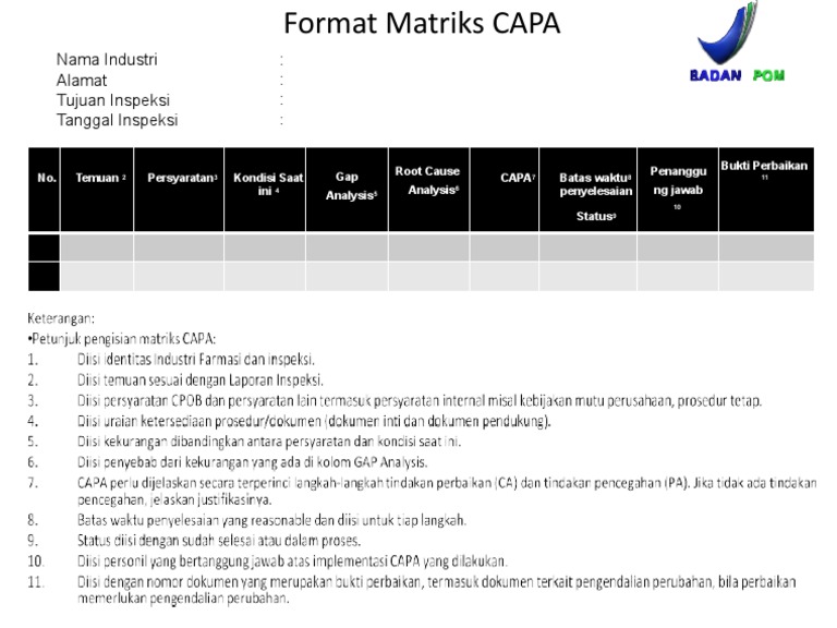 1 Format Matriks CAPA | PDF