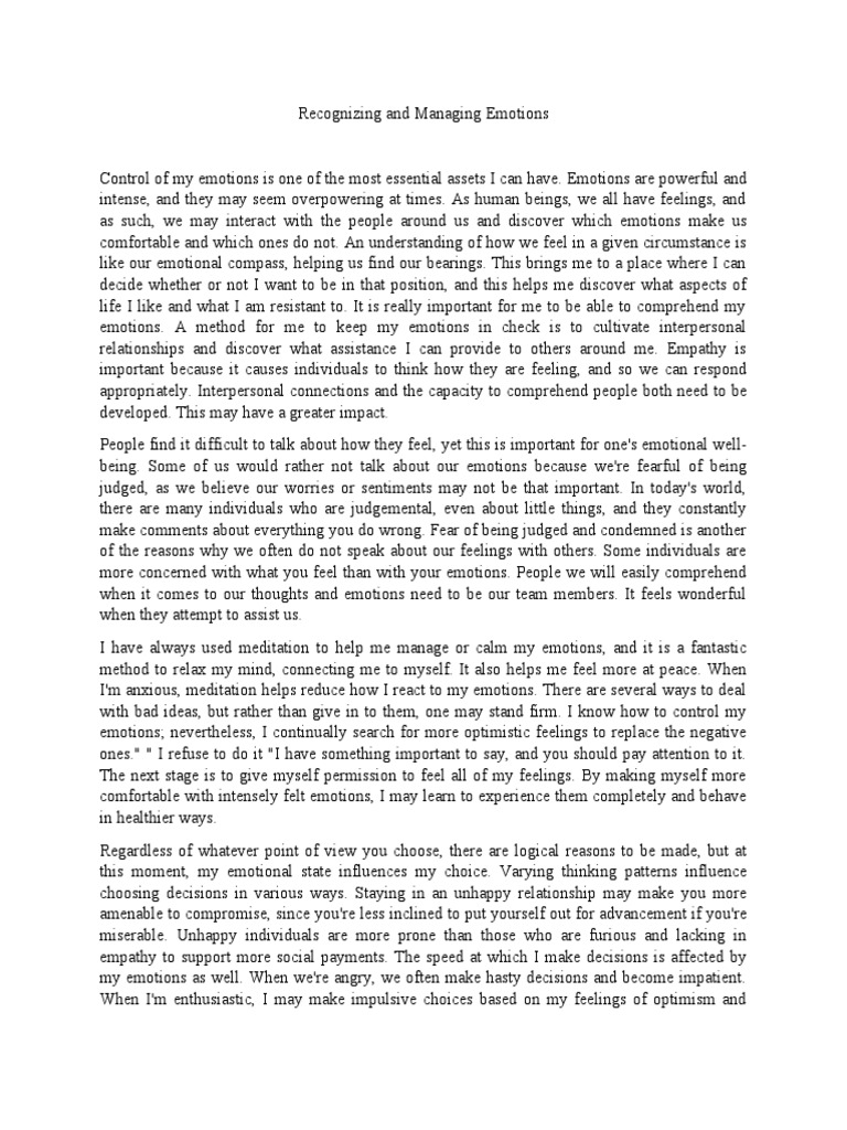 Managing Emotions | PDF | Emotions | Feeling