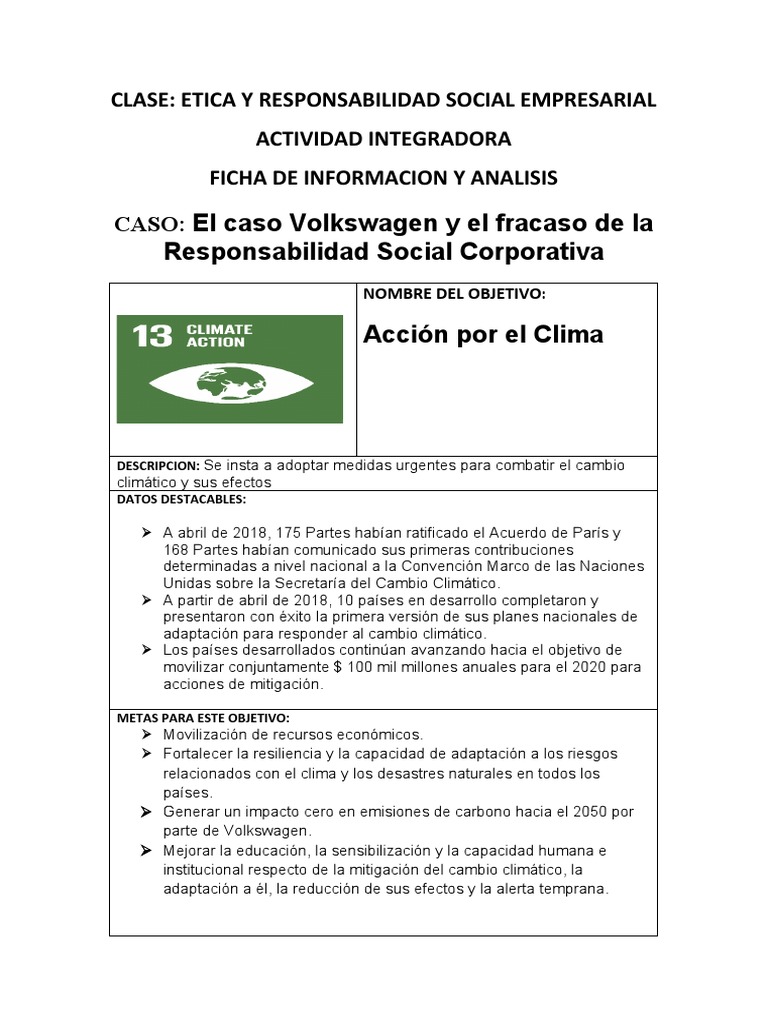 Caso Volkswagen y Su Fracaso Como RSC | PDF | Volkswagen | Responsabilidad social corporativa