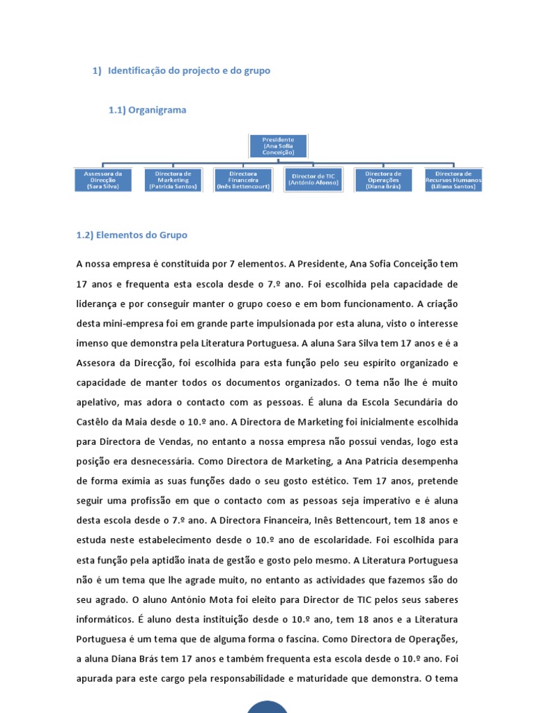 Identificação Do Projecto e Do Grupo | PDF