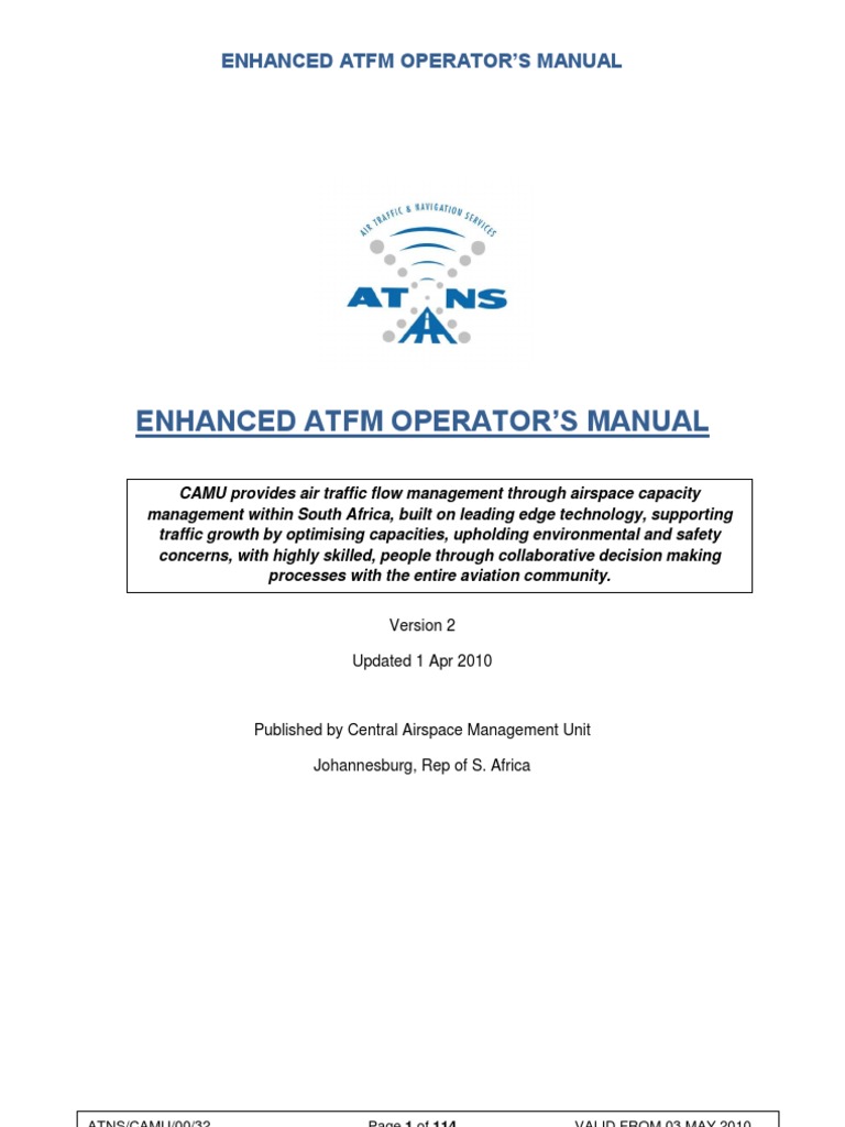 Atfm Operators Manual | PDF | Air Traffic Control | Transport Safety