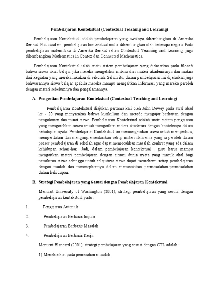 Pembelajaran Kontekstual-Kelompok 1 | PDF | Seni | Sains & Matematika