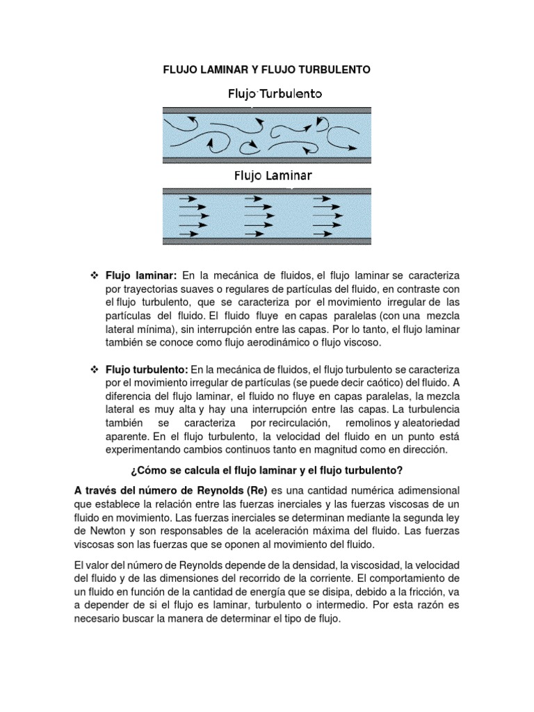 Flujo Laminar y Flujo Turbulento | PDF | Turbulencia | Numero Reynolds