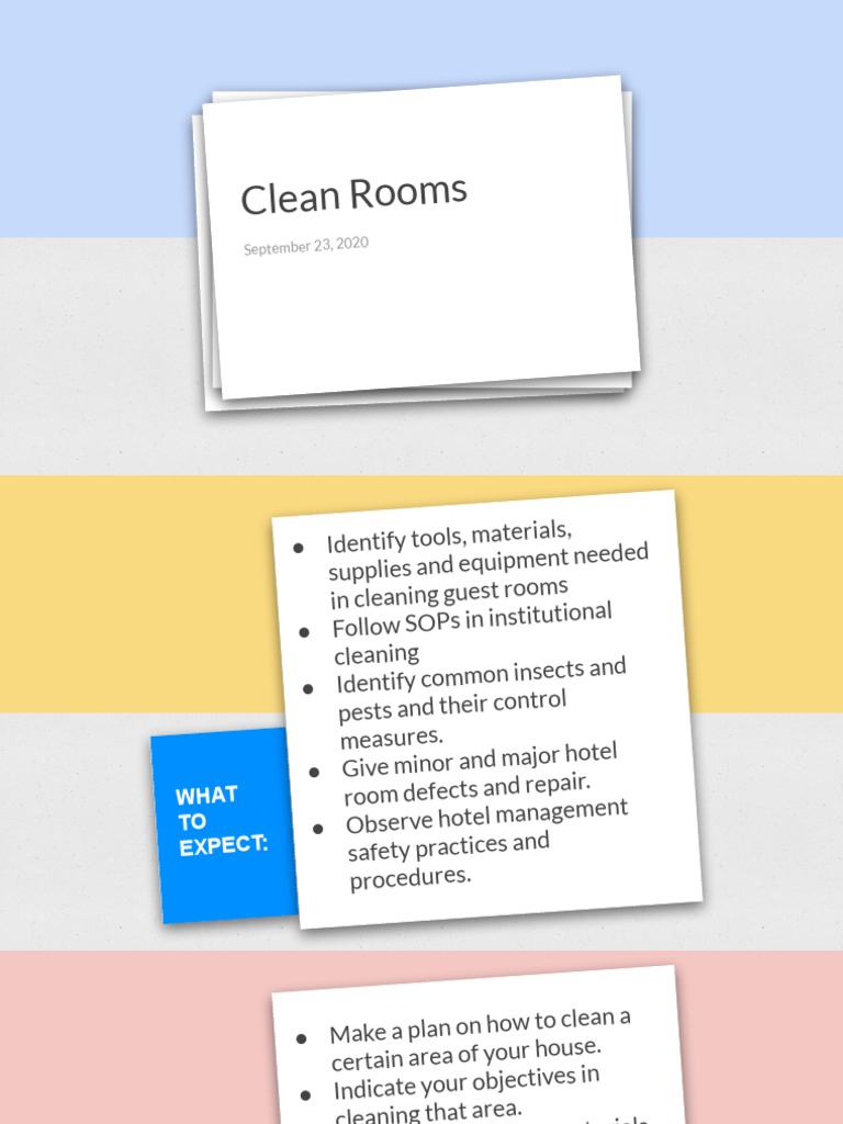 Clean Rooms - TLE 10 | PDF | Hygiene | Cleaning