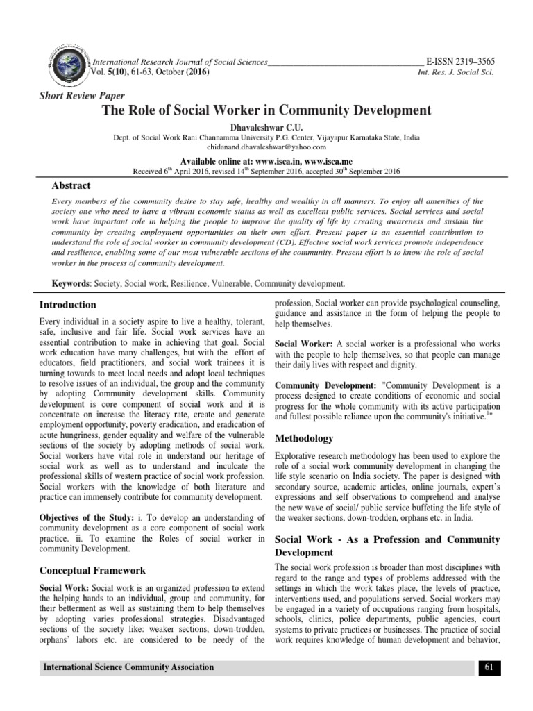 The Role of Social Worker in Community | PDF | Social Work | Community