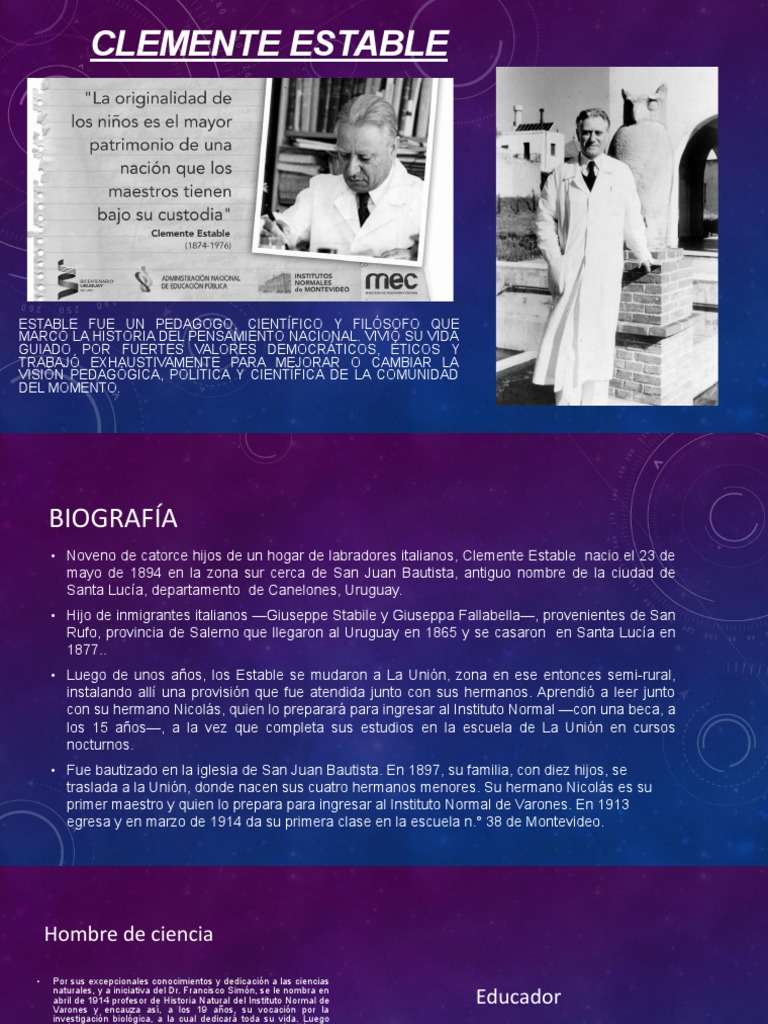 Clemente Estable: Legado Pedagógico y Científico | PDF