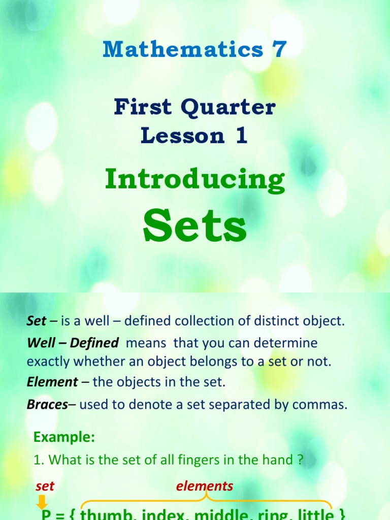 Mathematics 7: First Quarter Lesson 1 | PDF