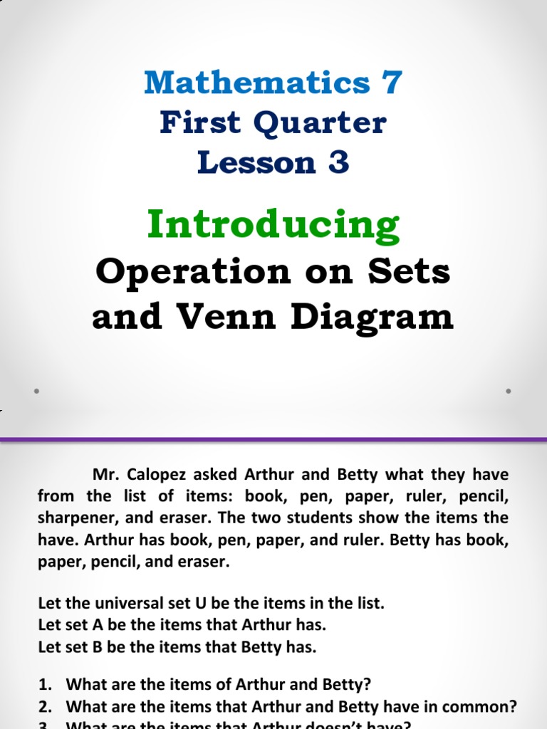 Mathematics 7: First Quarter Lesson 3 | PDF | Mathematics ...