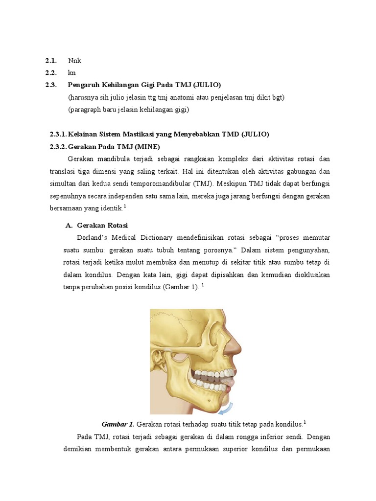 Gerakan Mandibula pada TMJ | PDF
