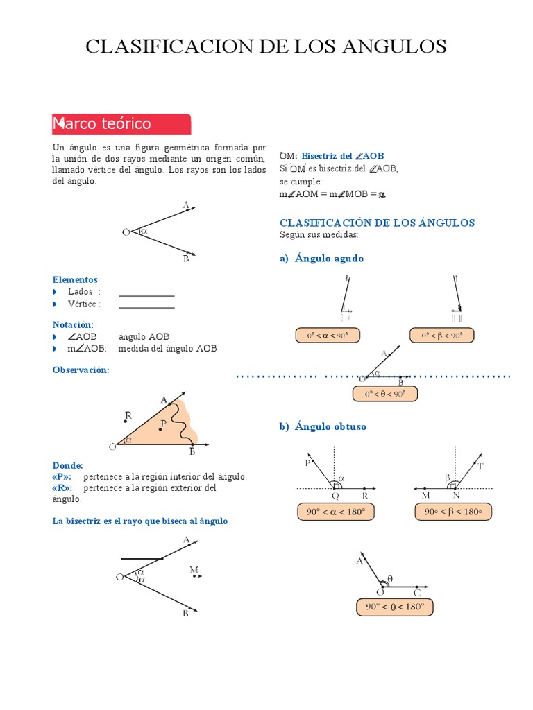Clasificación de Ángulos | PDF | Ángulo | Geometría Elemental