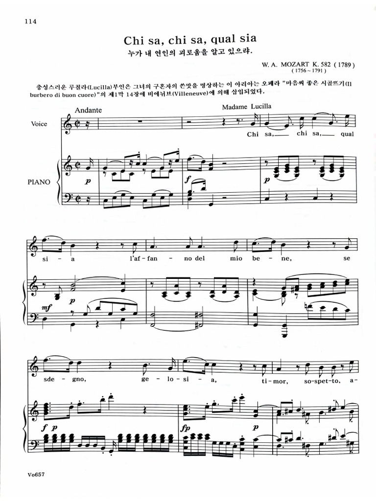 Chi Sà, Chi Sà, Qual Sia - W. A. Mozart | PDF