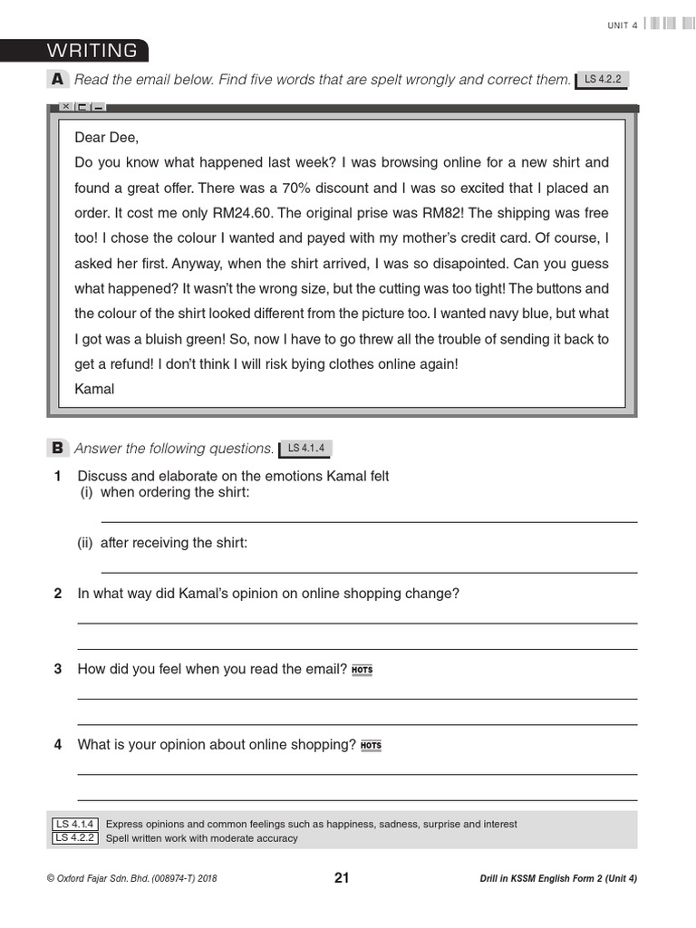 English Form 2 Units 4 Export | PDF