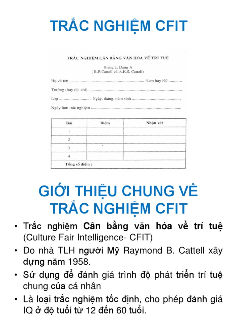 TRẮC NGHIỆM TRÍ TUỆ (IQ) - CIFT | PDF