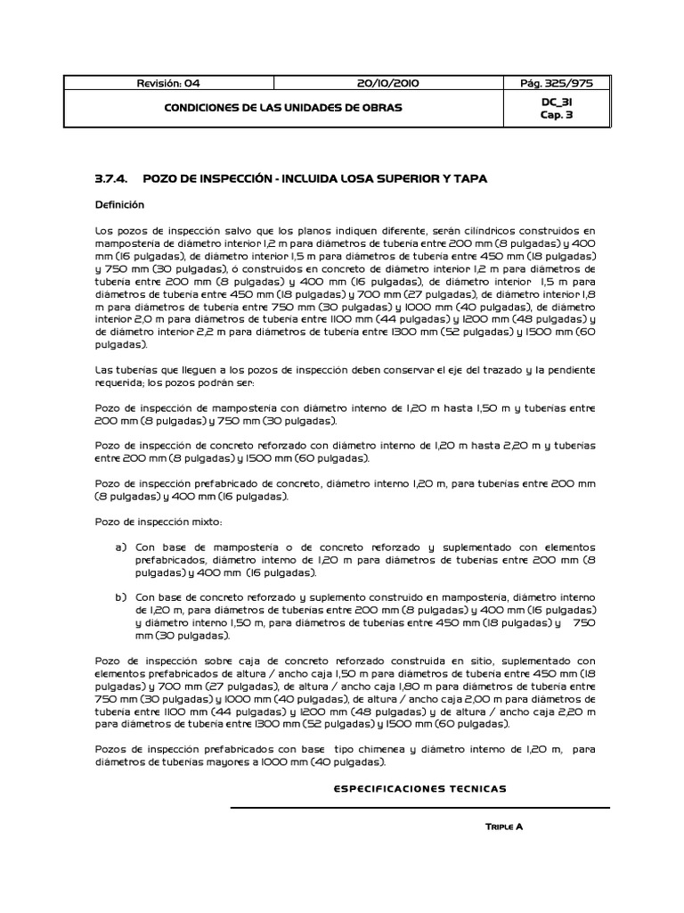 Pozos de Inspeccion | PDF | Hormigón | Acero