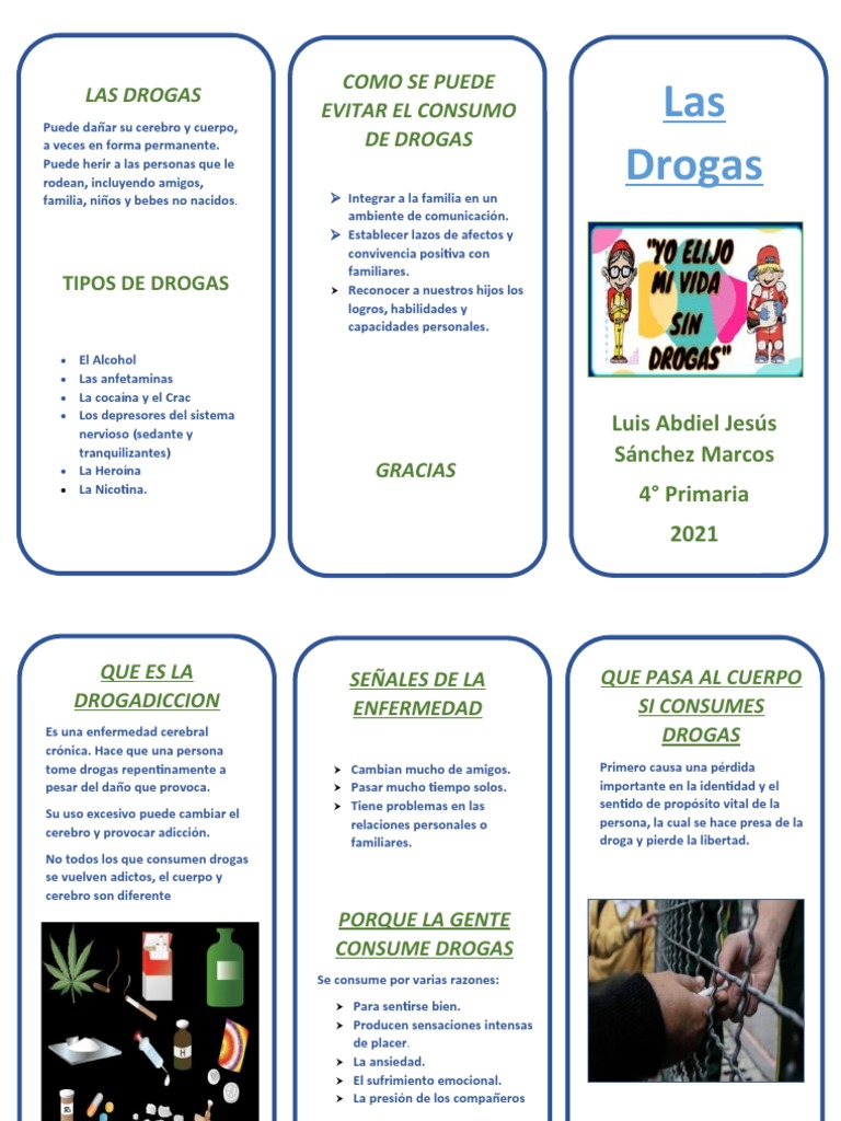 Triptico Las Drogadiccion | PDF | La dependencia de sustancias | Enfermedades y trastornos humanos